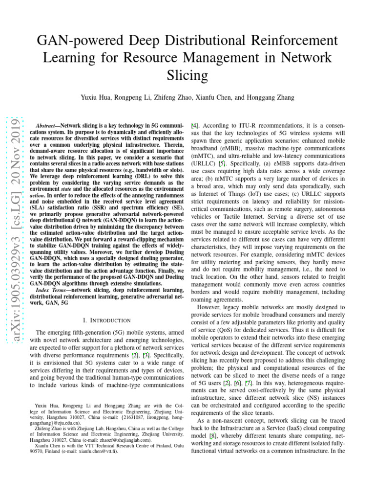 GAN-powered Deep Distributional Reinforcement Learning for Resource ...