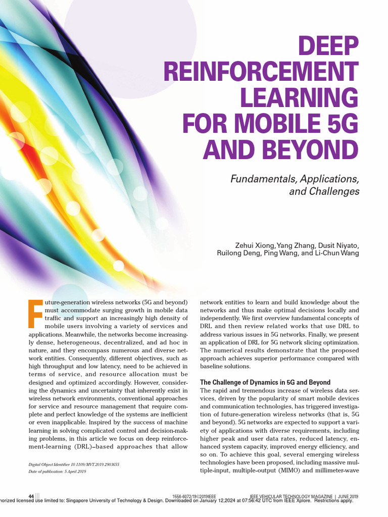 Deep Reinforcement Learning For Mobile 5G and Beyond Fundamentals ... Deep Reinforcement Learning For Mobile 5G and Beyond Fundamentals ...