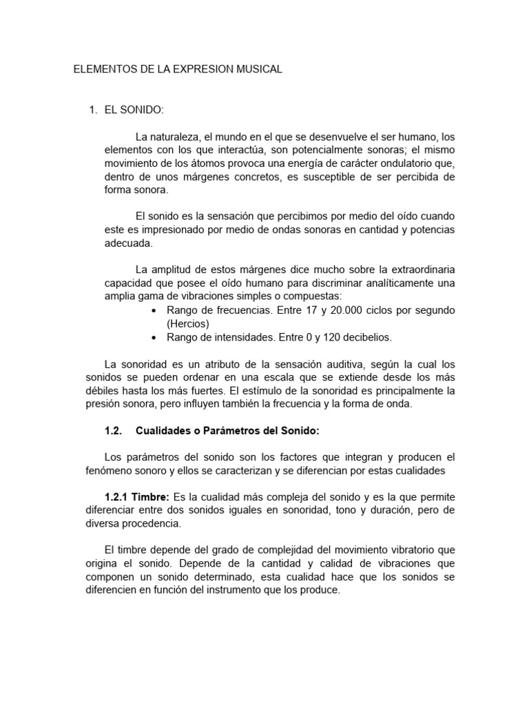Elementos de La Expresion Musical | PDF | Sonido | Ritmo
