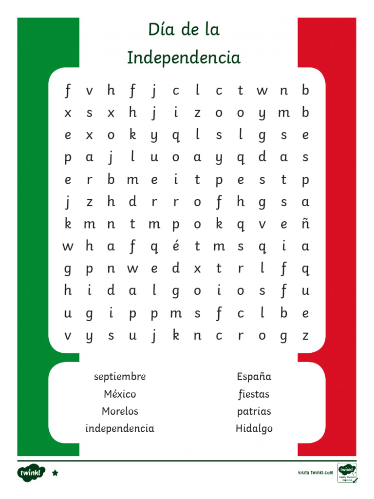Sopa de Letras Independencia de México | PDF | Personas ejecutadas ...