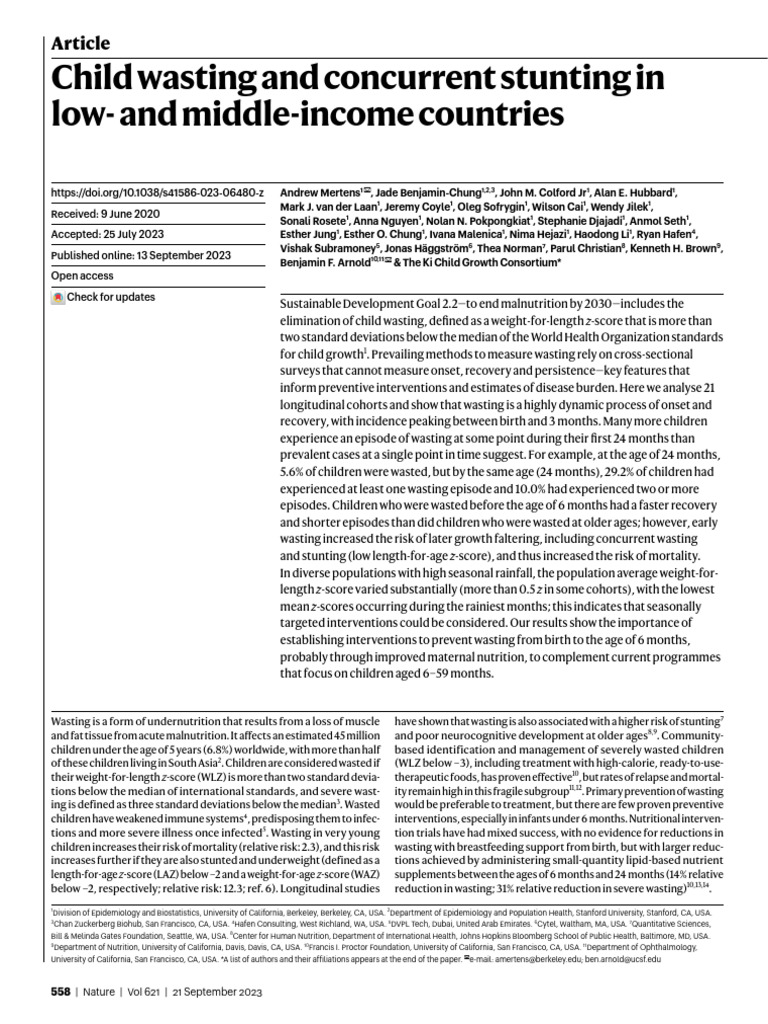 Child Wasting and Concurrent Stunting in Low - and Middle-Income ...