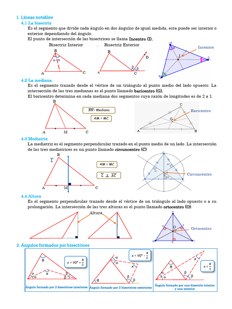 Líneas Notables | PDF | Geometría del plano euclidiano | Matemática Elemental