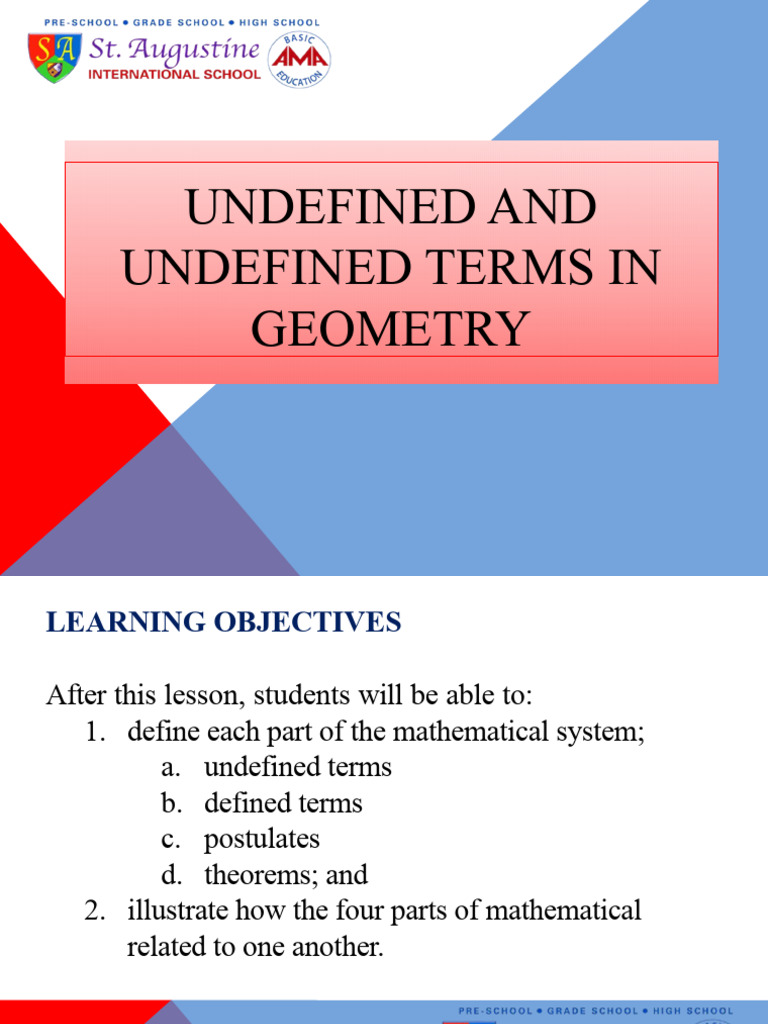 G8-Q3-Week - Lesson - Undefined and Undefined Terms in Geometry | PDF ...