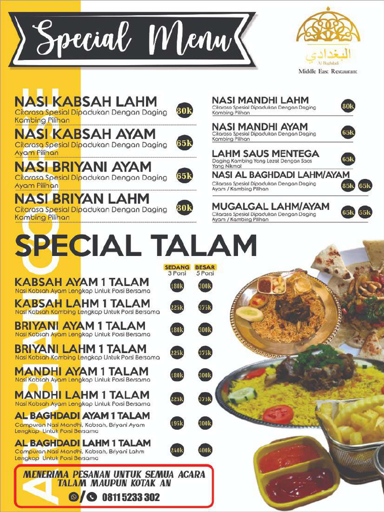Menu Resto Al Baghdadi | PDF