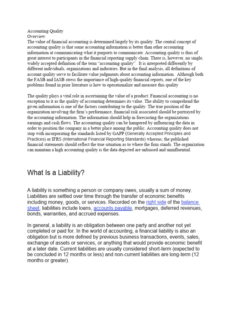 What Is A Liability | PDF | Liability (Financial Accounting ...