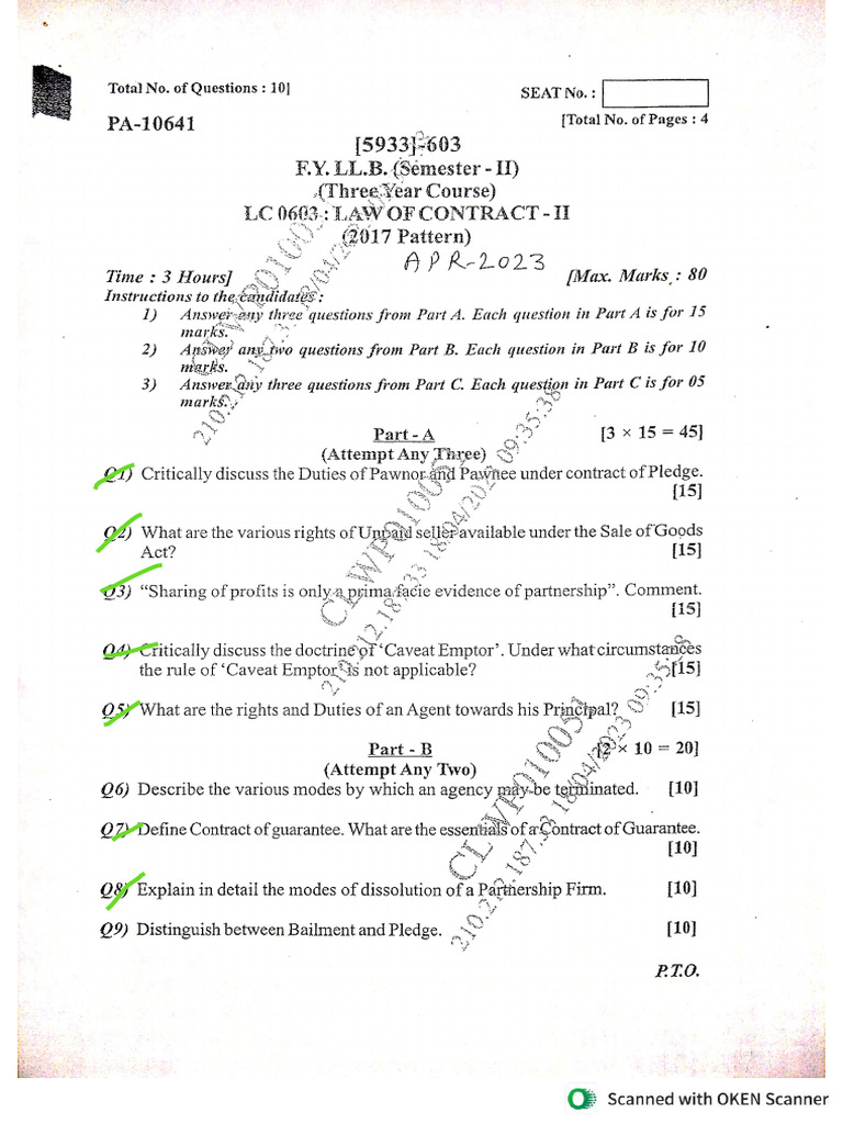Contract 2 - PYQ | PDF