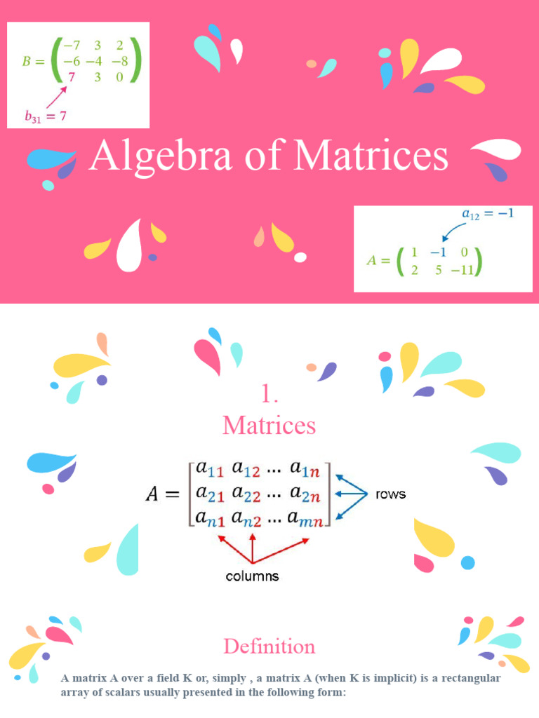 Algebra of Matrix | PDF | Matrix (Mathematics) | Scalar (Mathematics)
