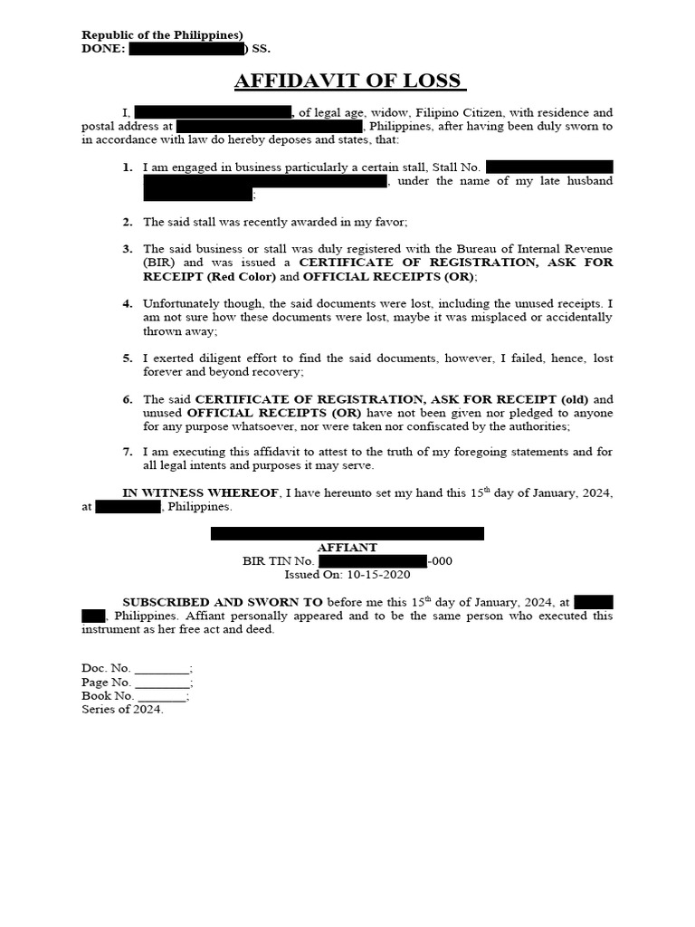 Affidavit of Loss-CR and OR | PDF