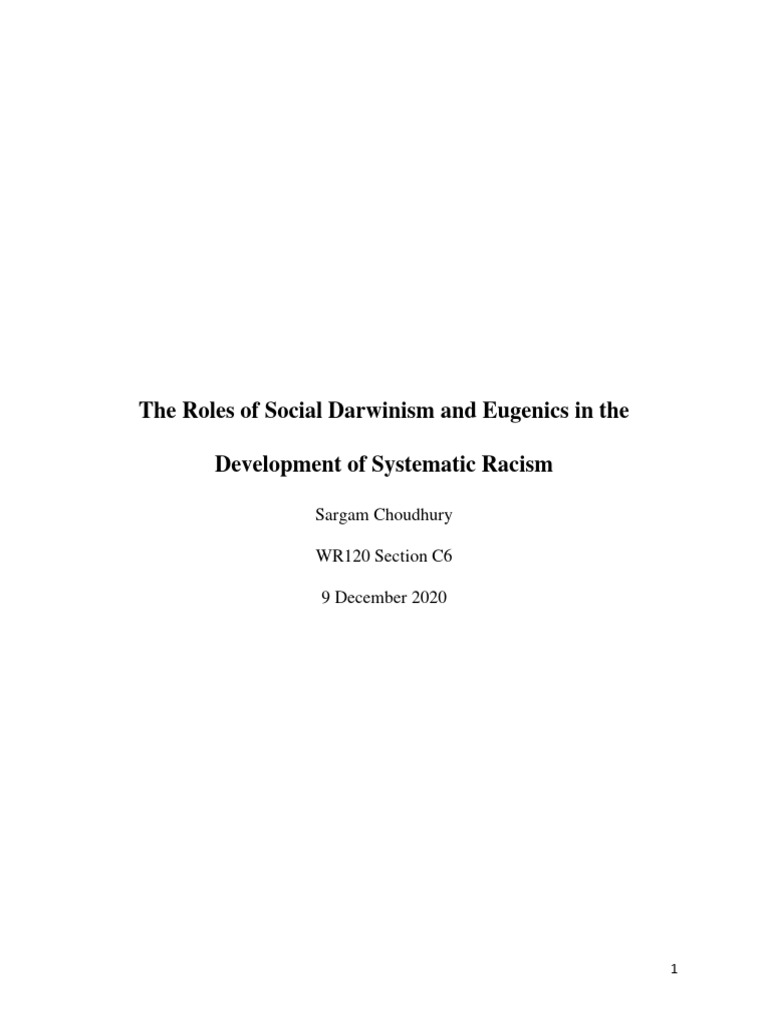 Sargam Choudhury - The Role of Social Darwinism and Eugenics in The ...