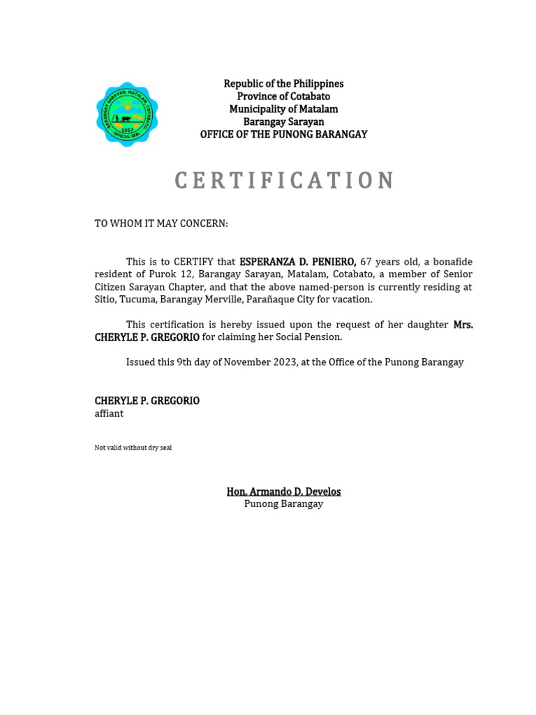 Senior Citizen Certification - For Merge | PDF