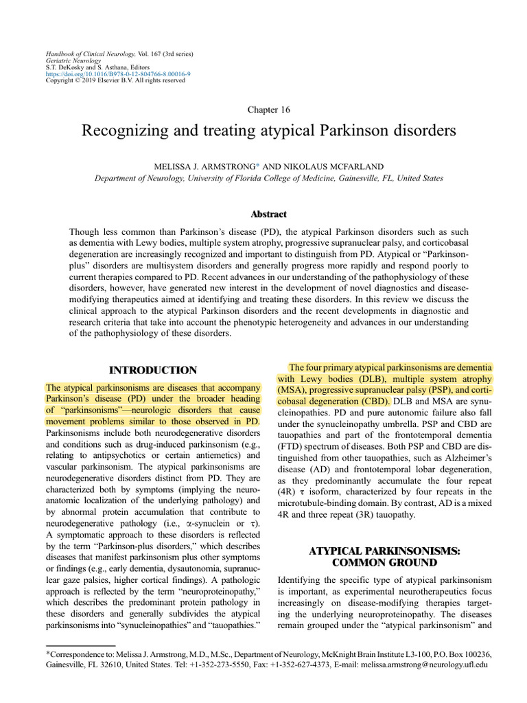 Recognizing and Treating Atypical Parkinson Disord - 220830 - 152914 | PDF | Parkinson's Disease ...