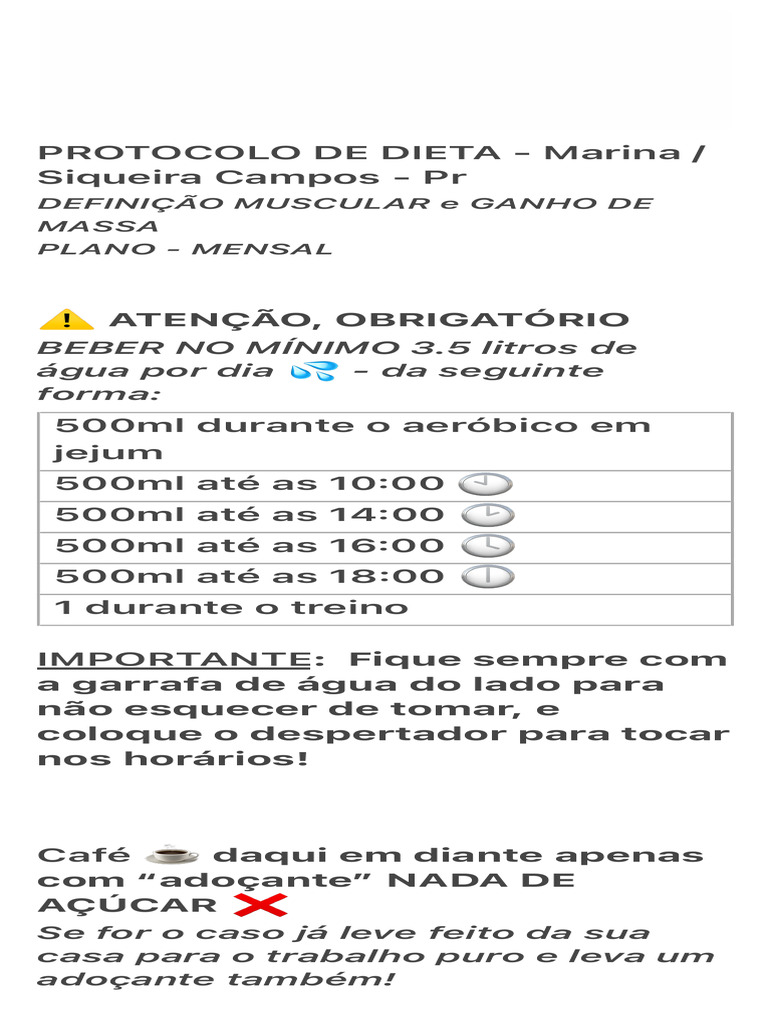 Protocolo de Dieta | PDF | Comidas e bebidas | Alimentos