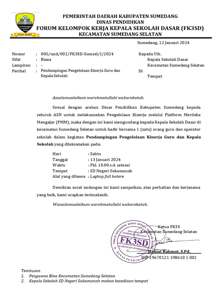 SURAT_002_24_Pendampingan e-kinerja PMM | PDF