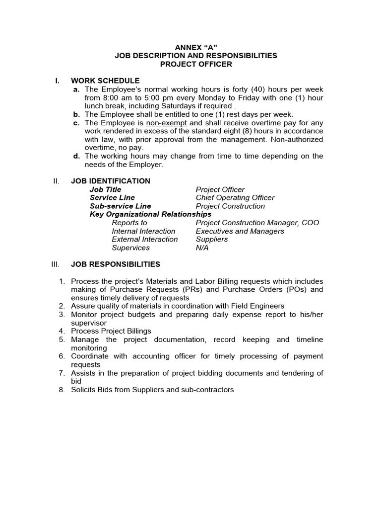 Sample Job Descriptions | PDF | Working Time | Overtime