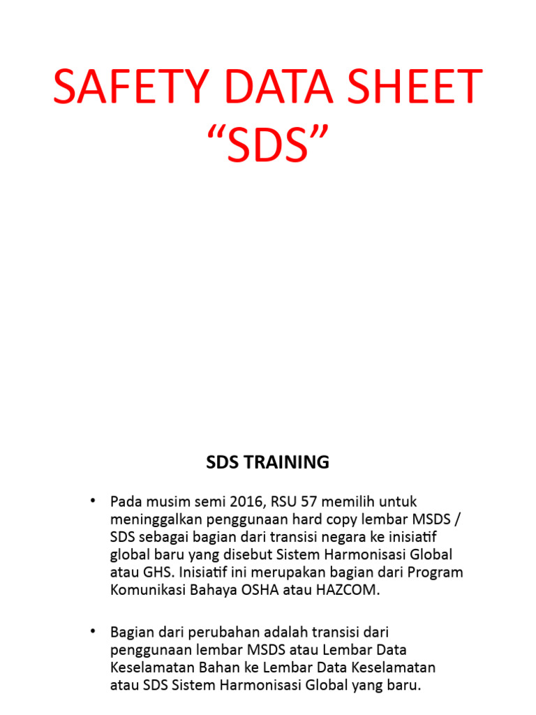 Safety Data Sheet "SDS" | PDF | Teknologi & Rekayasa