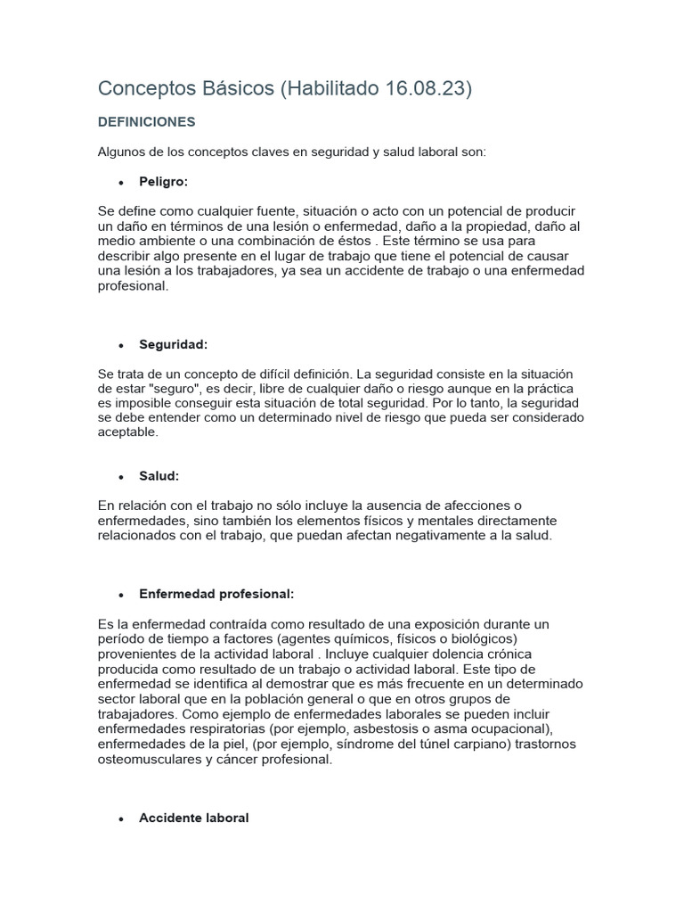 3 Conceptos Basicos | PDF | Seguridad y salud ocupacional | Medicina CLINICA