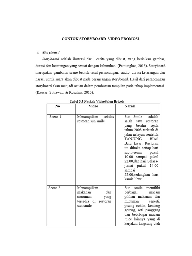 Contoh Storyboard Video Promosi | PDF