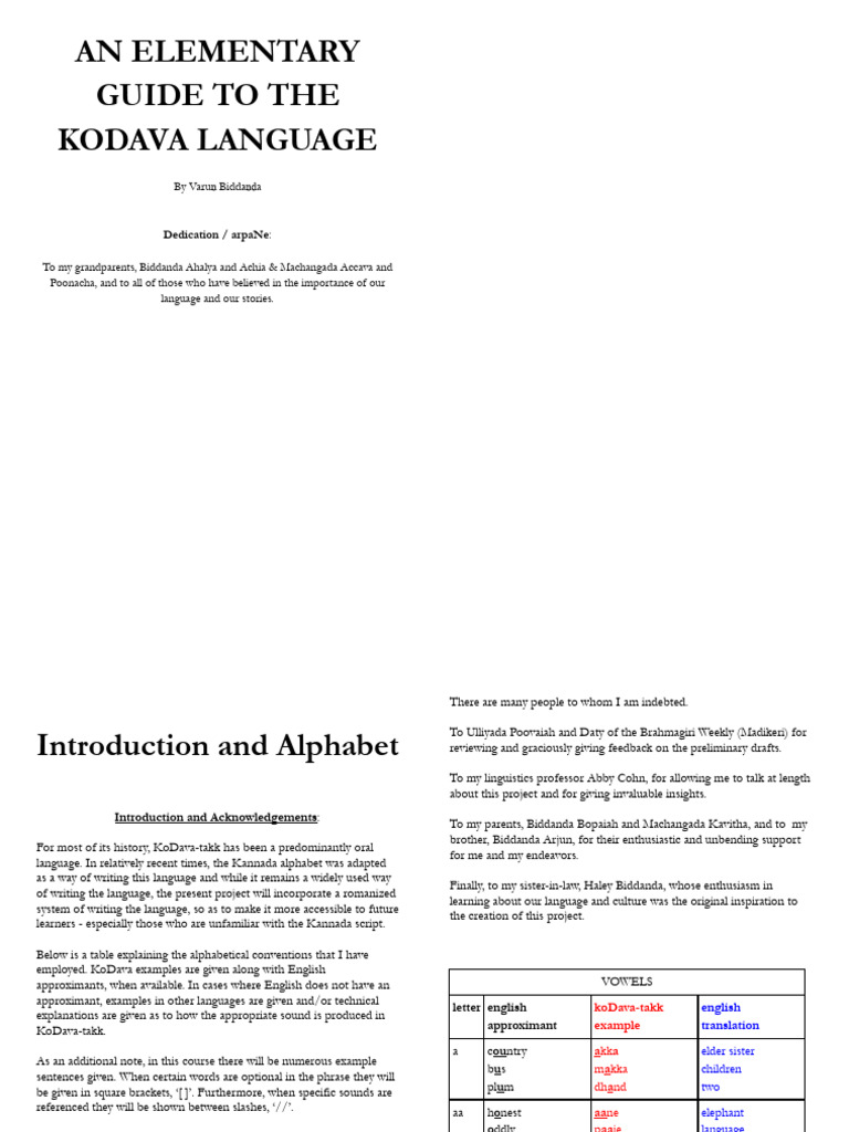 Elementary Kodava.2.6.2020 | PDF | Grammatical Tense | Grammatical ...