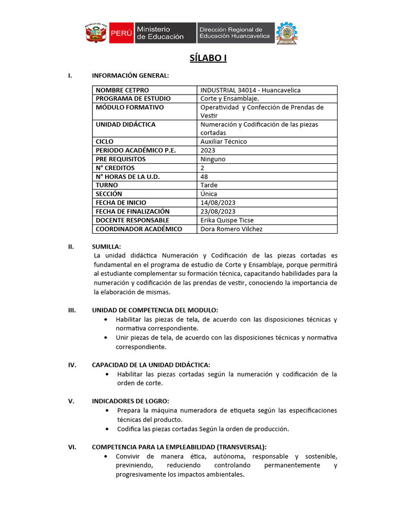 Sílabo 1 | PDF | Plan de estudios | Evaluación
