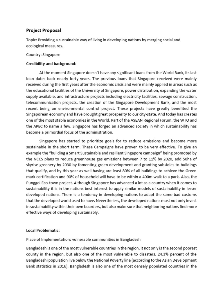 Project Proposal World Bank 1.0 | PDF | Sustainability | Developing Country