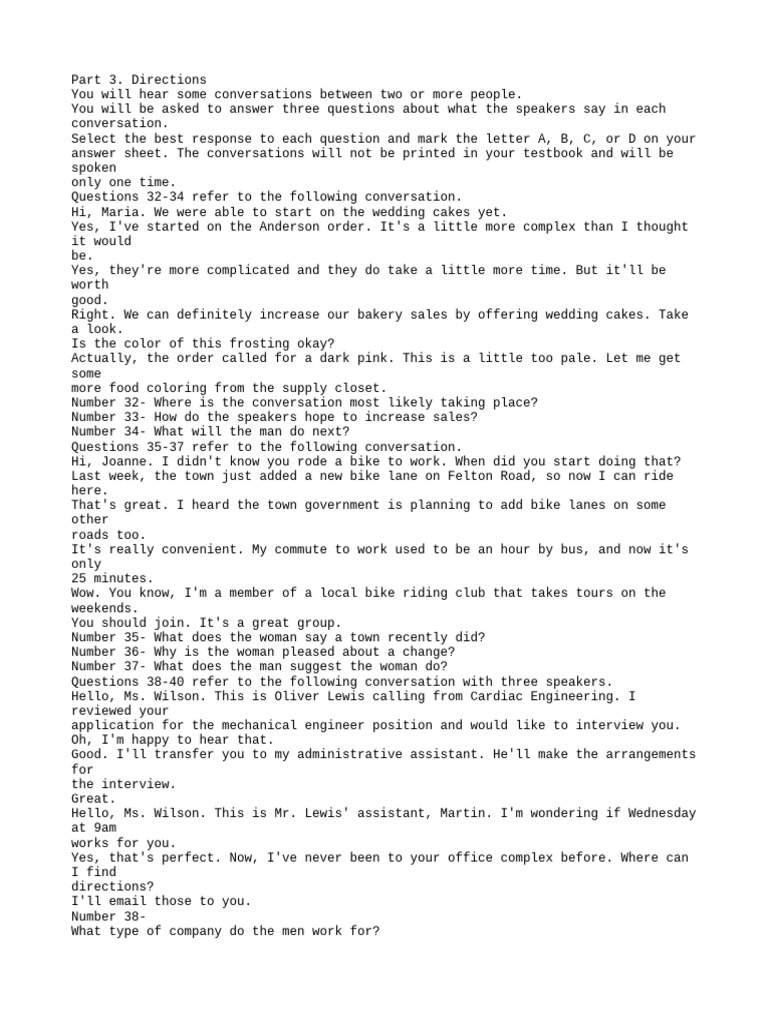 PRACTICE 35 - Part 3 - Audio | PDF | Laboratories