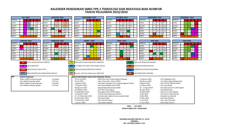 Kalender SMK Ypk 2 Biak 2023-2024 | PDF