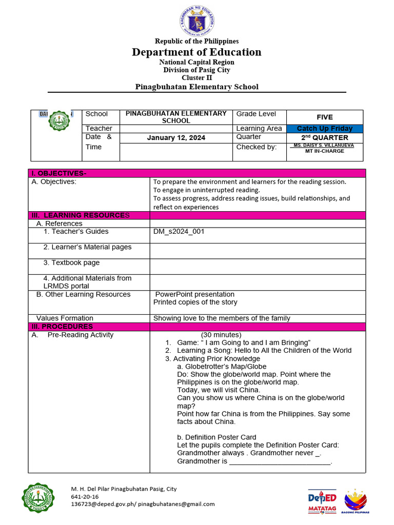 Jan 12 Catch Up Friday Deped Matatag | PDF