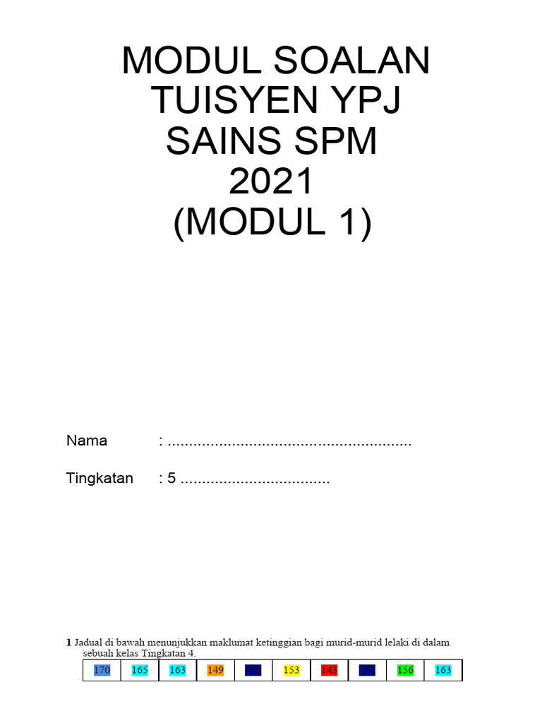 Modul 1 Sains SPM Tuisyen Ypj | PDF