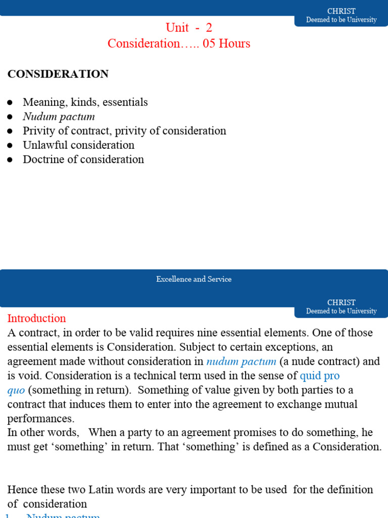 Contract One unit 2 | PDF | Consideration | Estoppel