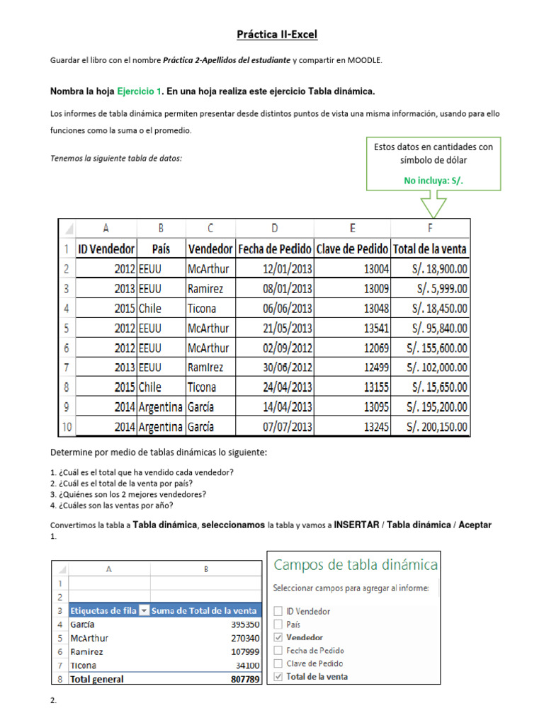 Práctica 2-Excel | PDF