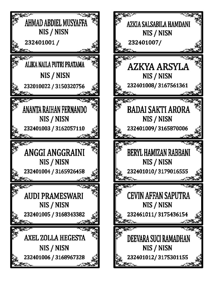 Nama Rapot SDN Ekasari Label | PDF