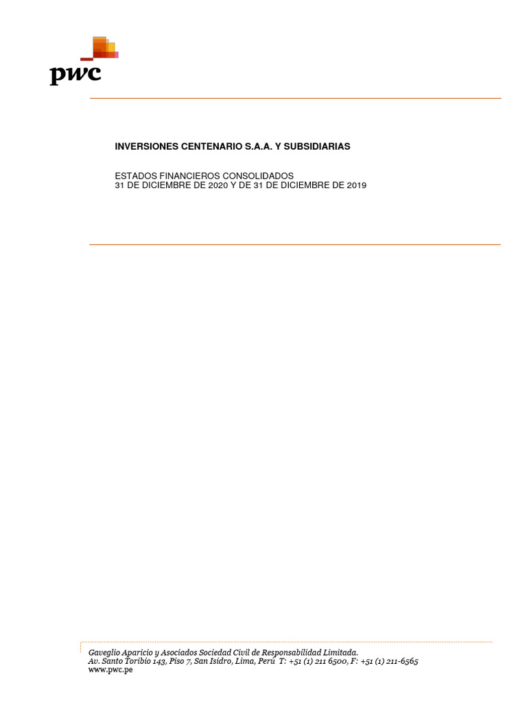 Inversiones Centenario y Sub 31 12 20 19 | PDF | Auditoría | normas ...