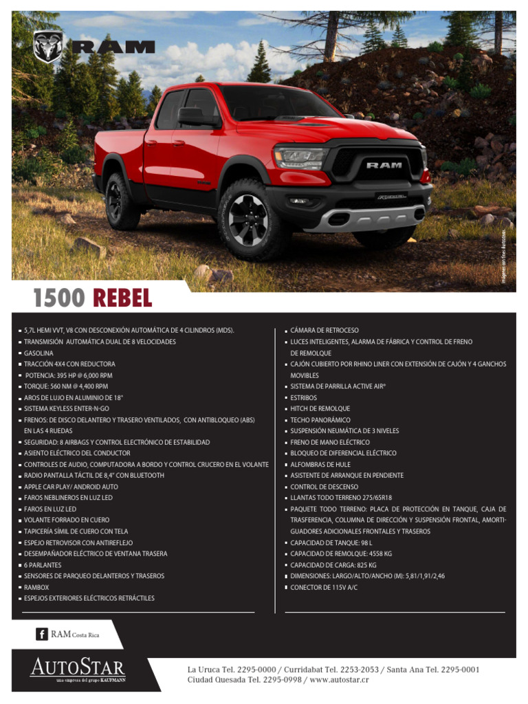 Ficha-Técnica-RAM-Rebel-1500 | PDF | Vehículo de motor | Vehículos de lujo