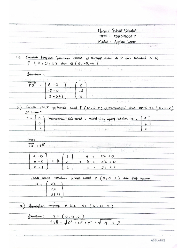 Tugas Pertemuan 11 - SUHAIL SALSABIL - 2311019002P - ALJABAR LINEAR | PDF