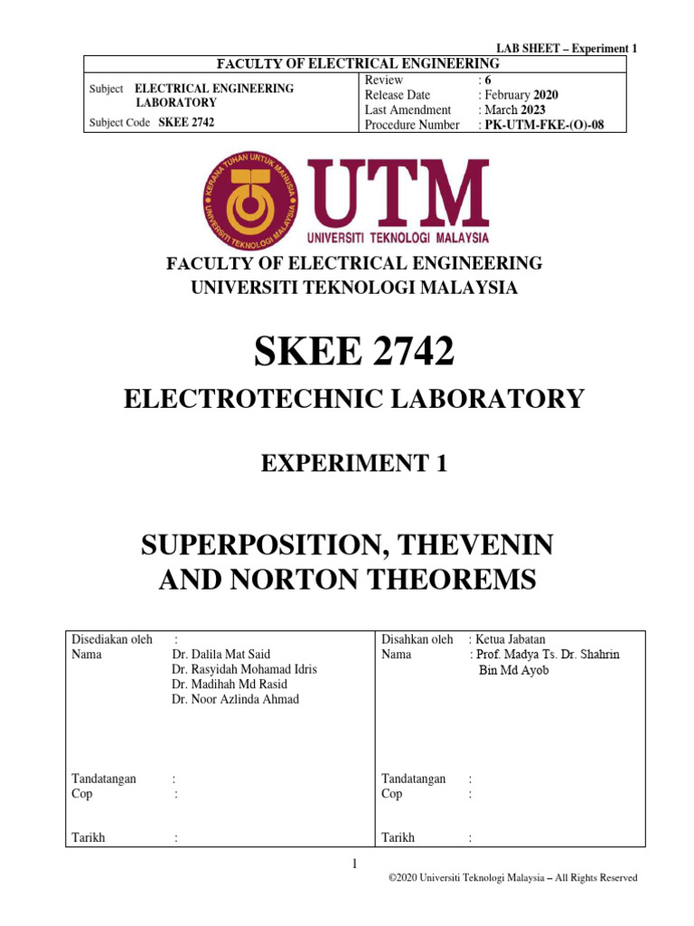 Experiment 1 SUPERPOSITION THEVENIN AND NORTON THEOREMS 1 | PDF ... Experiment 1 SUPERPOSITION THEVENIN AND NORTON THEOREMS 1 | PDF ...