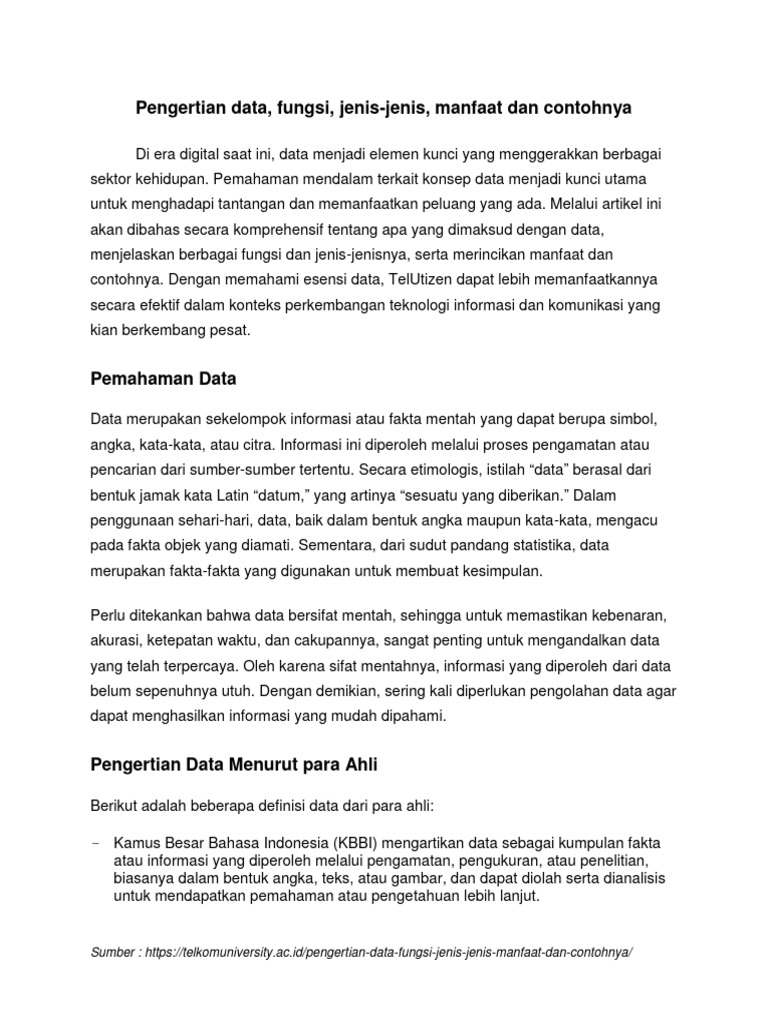 Pengertian Data | PDF | Karier & Perkembangan | Bisnis