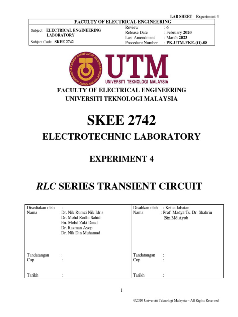 Experiment 4 RLC SERIES TRANSIENT CIRCUIT | PDF | Physical Quantities | Metrology