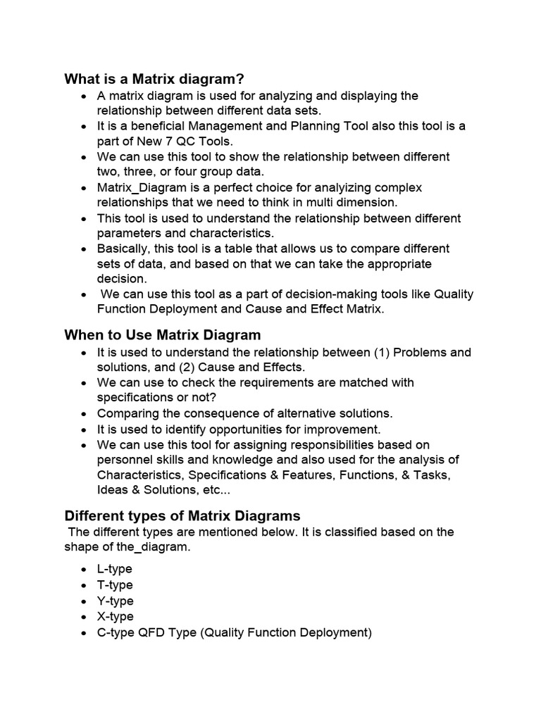 What Is A Matrix Diagram? | Download Free PDF | Matrix (Mathematics ...