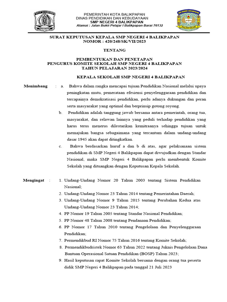 Sk Komite Sekolah Pdf
