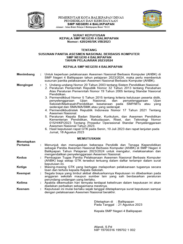 SK Panitia Anbk 2023 | PDF