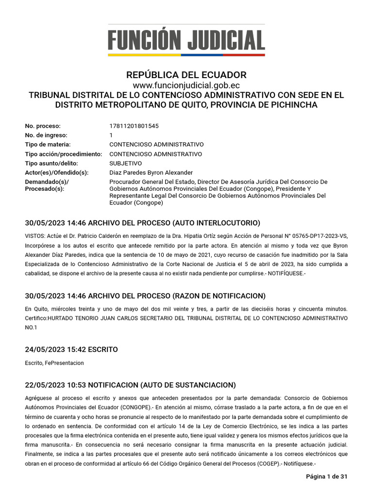 Archivo de Proceso Contencioso Ecuador | PDF | Sentencia (ley ...