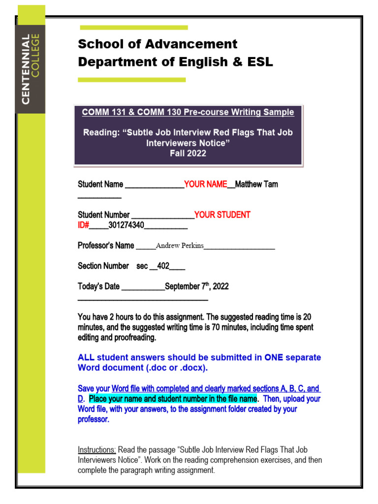 F2022 PWS - COMM 131-130 - Subtle Job Interview Red Flags That ...