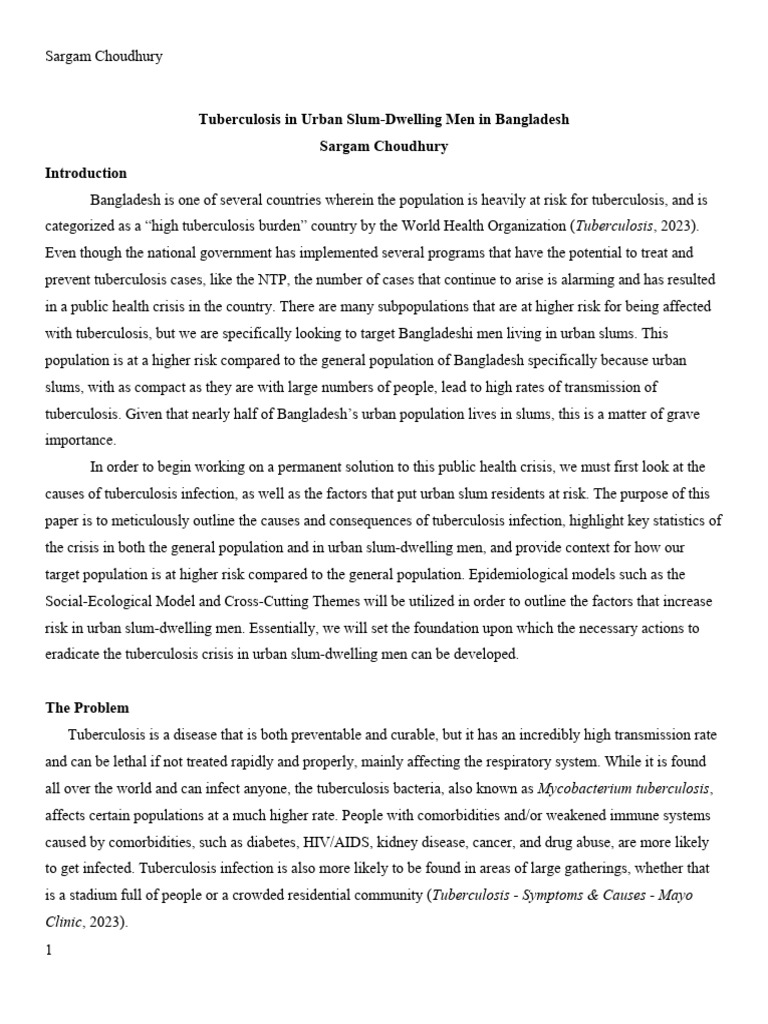 Sargam Choudhury - Tuberculosis in Urban Slum-Dwelling Men in ...
