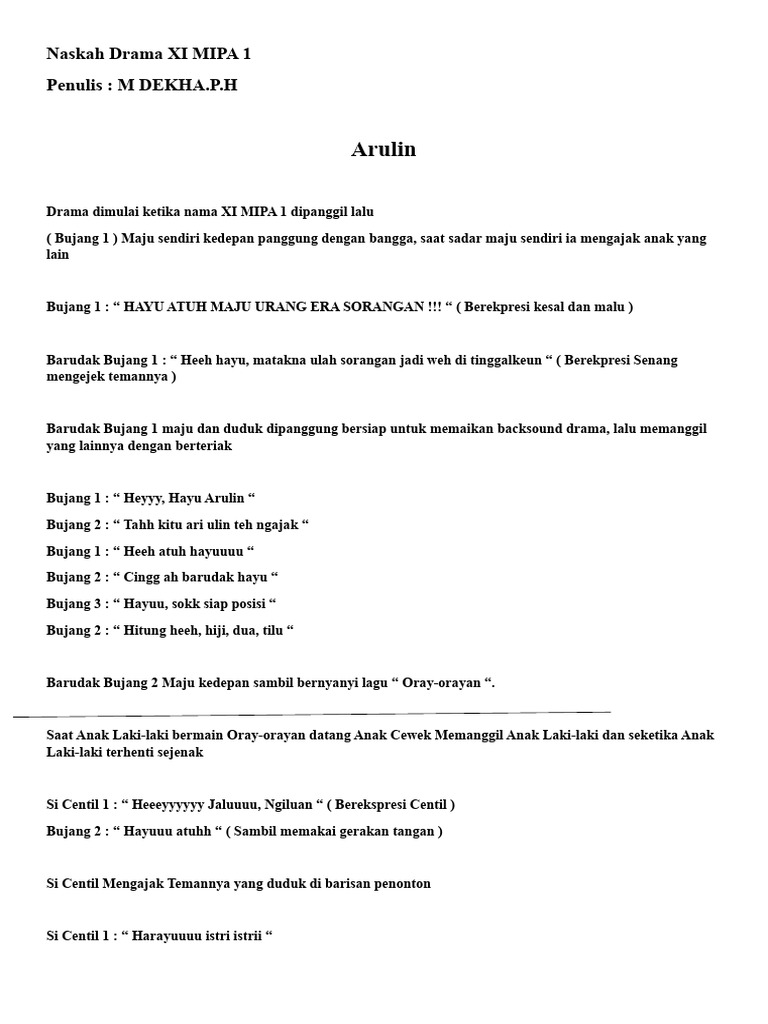 Naskah Drama "Hayu Atuh" XI MIPA 1 | PDF