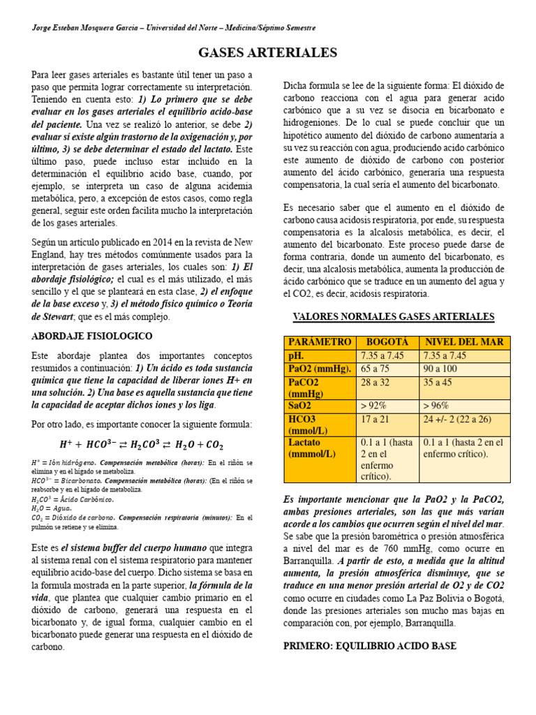 Gases Arteriales | PDF | Fisiología | Química