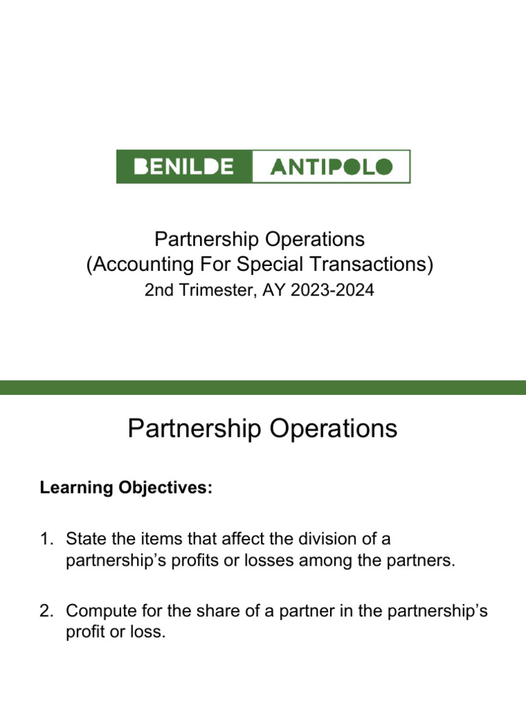 Module 2 - Partnership Operations | PDF | Partnership | Salary
