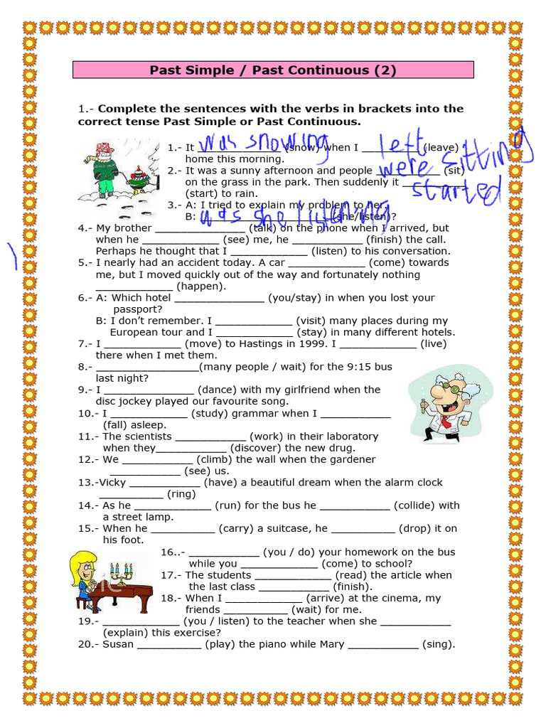 Past Simple vs. Past Continuous Exercises | PDF | Language Mechanics ...