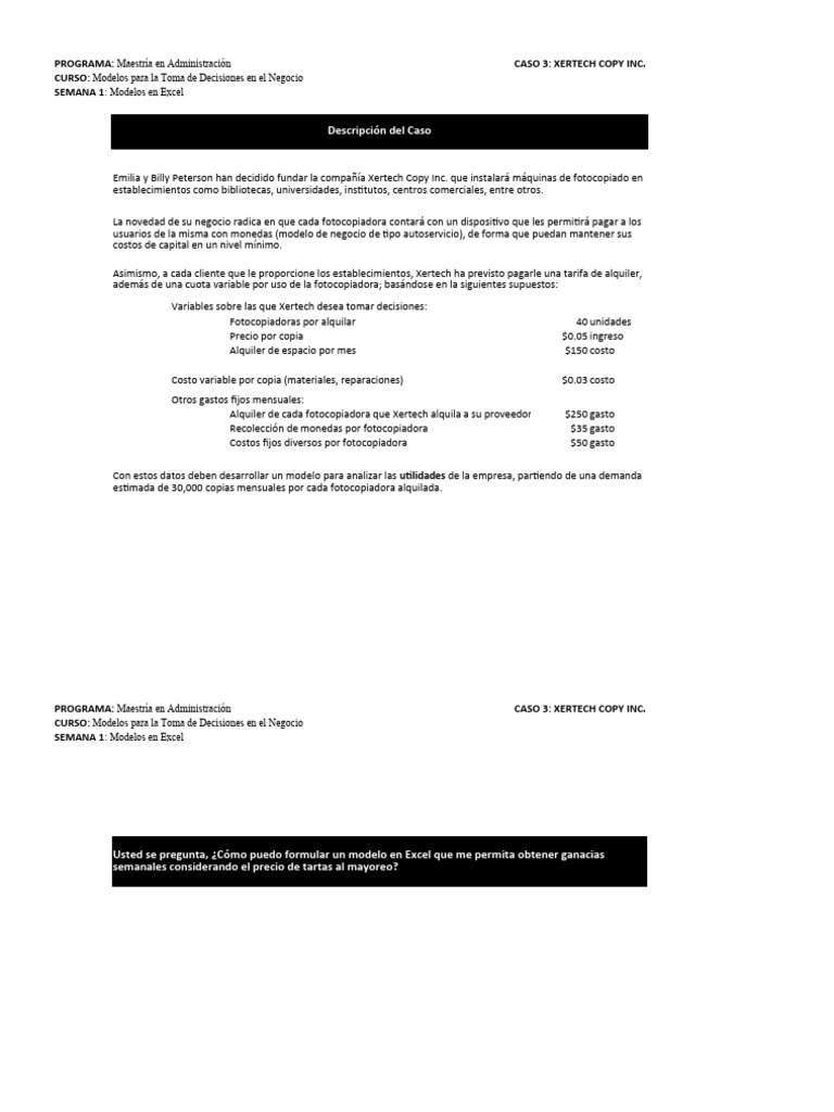 Caso 3 - Xertech (Formato para Resolverlo) | PDF | Toma de decisiones ...