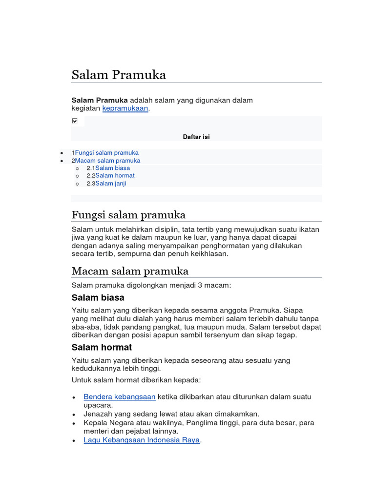 Jenis dan Fungsi Salam Pramuka | PDF