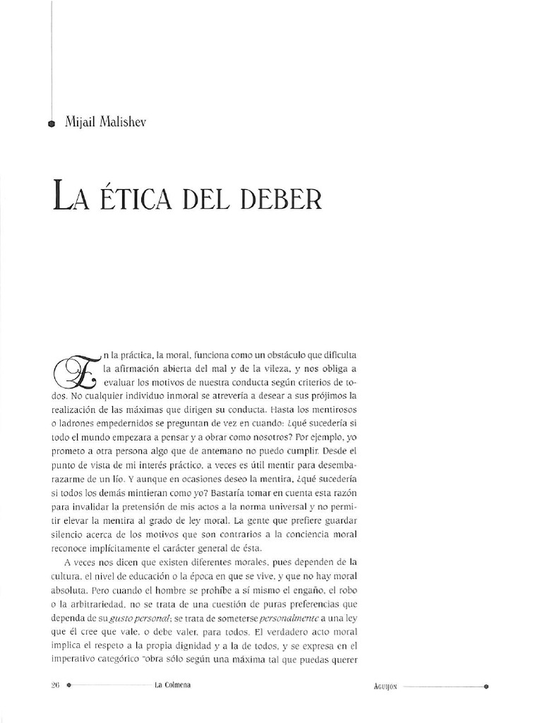 La Etica Del Deber 2 | PDF | Moralidad | Immanuel Kant